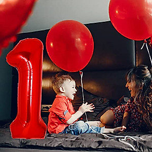 40 Inch Giant Red Number 12 Balloon, Helium Mylar Foil Number Balloons for Birthday Party, 12th Birthday Decorations for kids and adults, 12 Year Anniversary Party Decorations Supplies