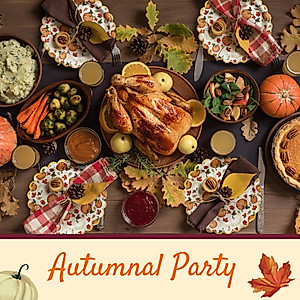 Confettiville Thanksgiving Paper Plates, 50-Count Disposable Thanksgiving Dinner Plates, Scalloped, Party Supplies, Pumpkins, Pale Yellow