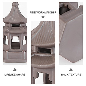 SOIMISS Miniature Pagoda Statue Garden Figurines Zen Garden Pagoda Chinese Zen Asian Decor Bonsai Decoration Miniature Garden Accessories (Coffee)