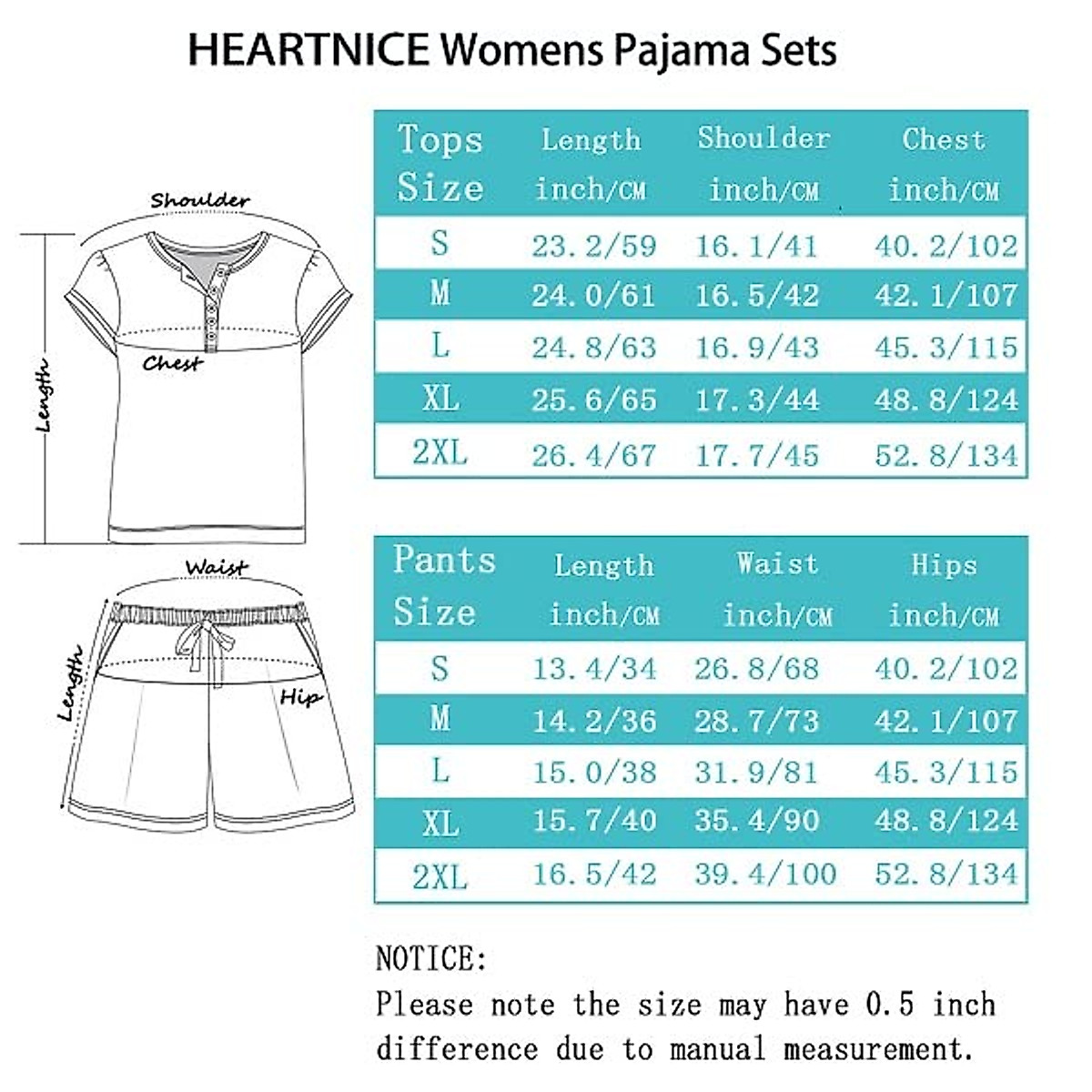 HEARTNICE Pajamas Set for Women Soft Shorts Lounge Sets Short Sleeve Sleepwear Summer PJ 2 Piece(Dusty Pink, L)