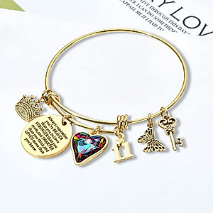 Miss Pink 11 Year Old Girl Bracelet Gift Ideas Girls Birthday Christmas Jewelry Presents 14k Gold Tone 11th Birthday Charm Bangle Bracelets Things Stuff for 11+ Daughter Granddaughter