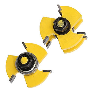 Yakamoz 1/2-Inch Shank Matched Tongue and Groove Router Bit Set 3 Teeth T Shape Wood Milling Cutter Woodworking Tool