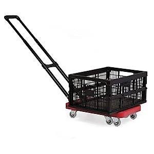 Platform Truck Portable Platform Truck Metal Flat Handtruck Load 110lb Folding Push Cart Small Moving Dolly Cart for Household Luggage Cart Reliable