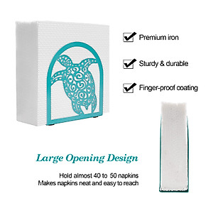 Shinlar Beach Coastal Theme Sea Turtle Napkin Holder for Table Kitchen,Cast Iron Napkin Holders Dispenser for Kitchen, Turtle Ocean Decor Ideas,Teal Turtle Napkins Holder Kitchen Accessories and Decor