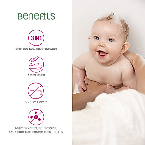 Nature's Baby 3-in-1 Baby Shampoo/Body/Face Wash - Formulated for Problem and Sensitive Skin - No Sulfate or Artificial Fragrances - pH Neutral & Tear Free - Lavender Chamomile 16 oz