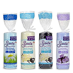 Color Scents Small Trash Bags - 4 Gallon, 840 Total Bags (12 Packs of 70 Count), Twist Tie - Multi-color bags in Calming Collection Scent