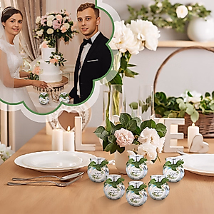 Skybooly 50 Pcs 1.5 oz Mini Glass Jars Small Candy Jars with Lids Green Leaf Ribbon and Labels Tiny Mason Jars Candy Containers for Wedding Party Favor Bridal Shower Gift Spice Honey Sugar Herb