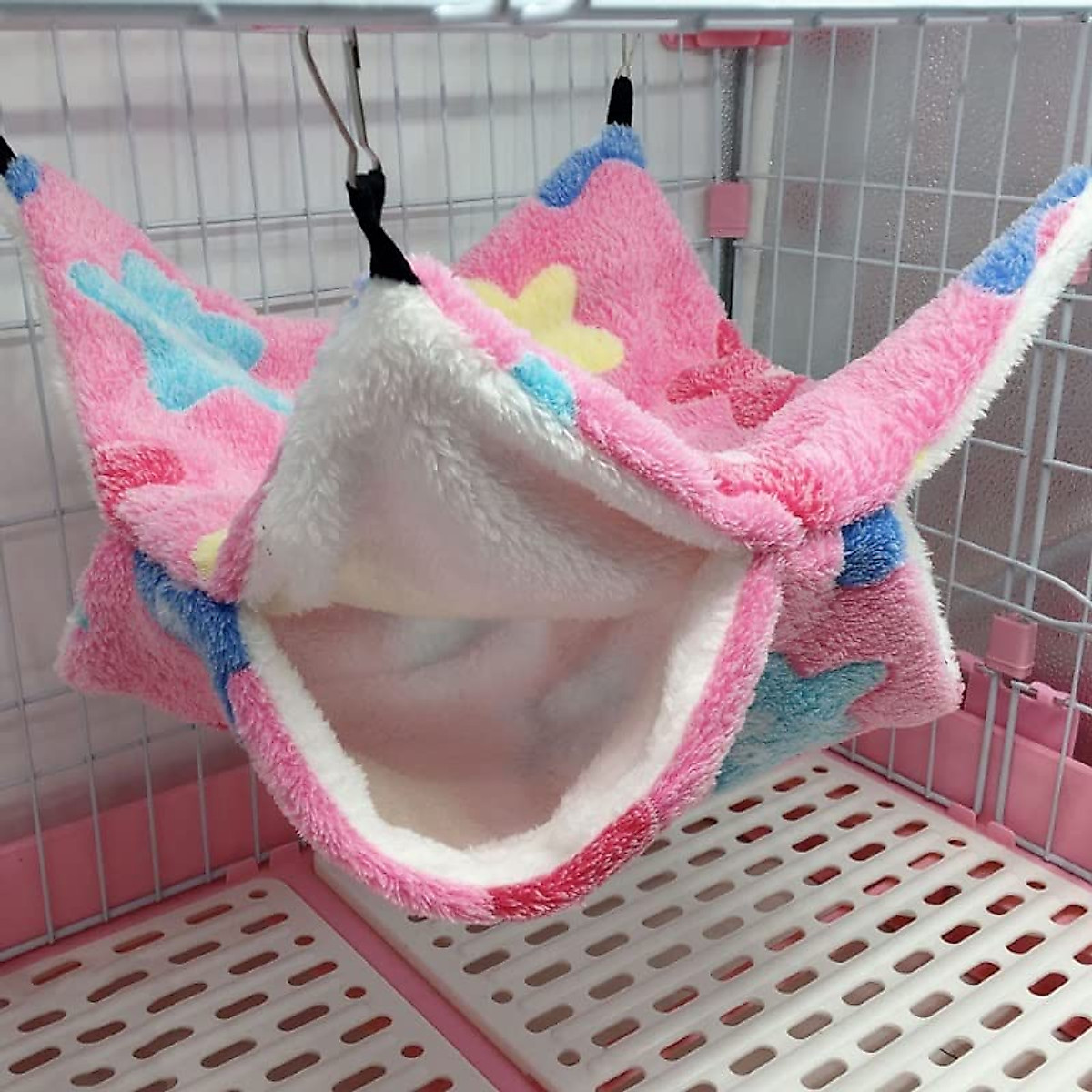 WODMB Small Pet Hammock Hanging Beds Cage Small Animal Hammock Comfortable Double-Layer Plush Cotton Hanging Cage (Color : A, Size : S Code)