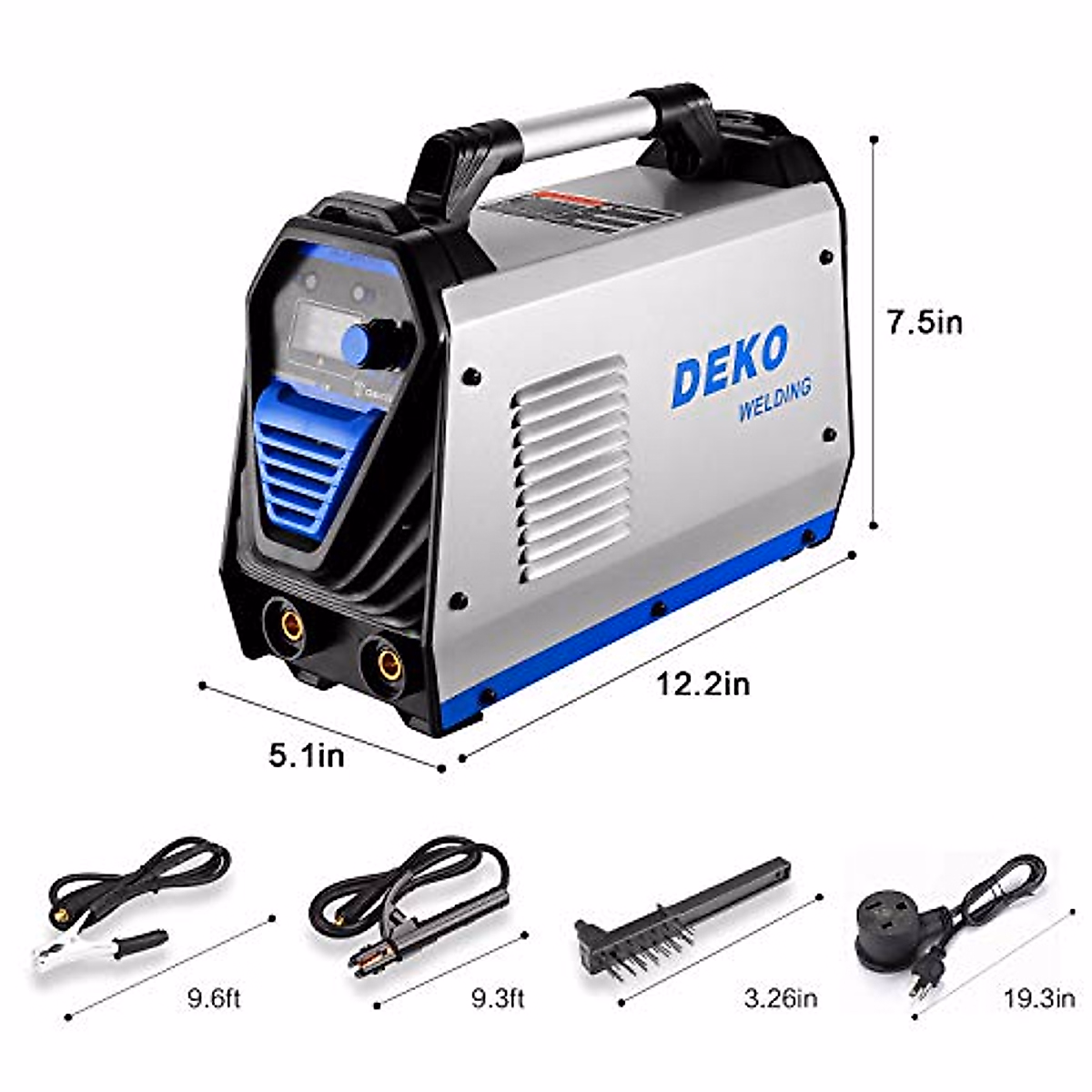 DEKOPRO 200Amp MMA Welder, 110/220V Stick Welder Dual Voltage ARC Welders Portable Welding Machine Electrode Holder,Work Clamp, Input Power Adapter Cable and Brush