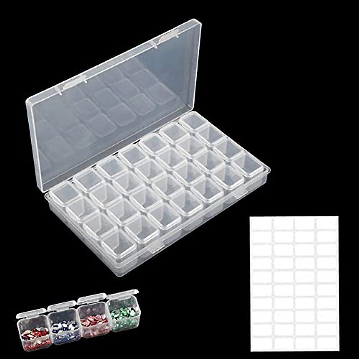 Transparent Diamond Painting Storage Container, 28/56 Grids Storage Box Diamond Art Accessories for Bead Rhinestone