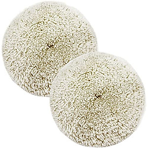HOFESE Set of 2 Wool Polishing Pads,7inch 100% Natural Wool Hook & Loop Grip Buffing Pad for Compound Cutting & Polishing for Car, Boats, Trucks and Furniture