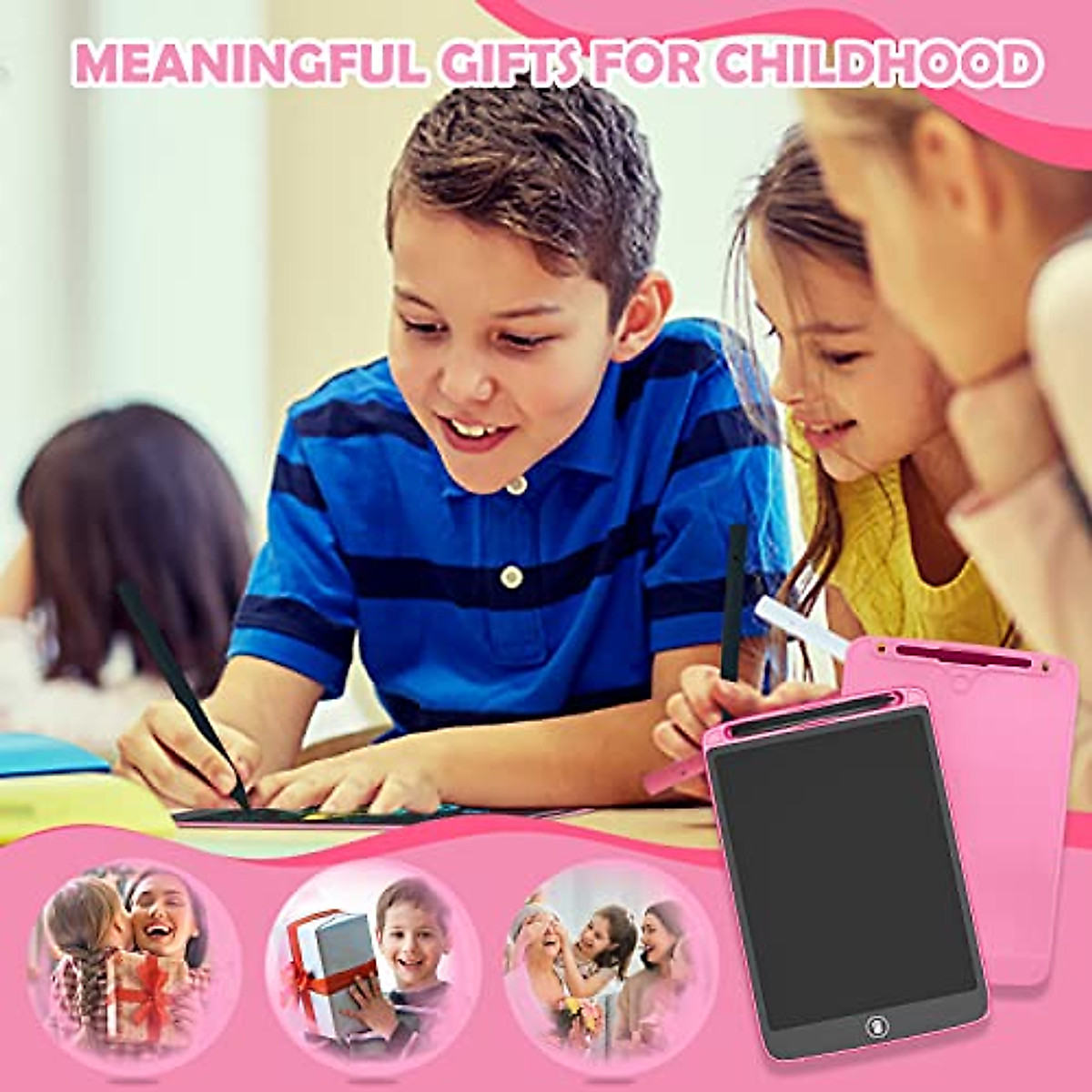 LCD Writing Tablet for Kids, 10 Inch Doodle Board Drawing Pad for Kids Drawing Tablet Toys for 3-6 Years Old Girls Boys, Pink