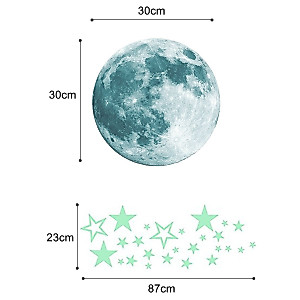 Marsway Kids Removable Moon Stars Glow in The Dark Sticker Night Luminous Room Wall Decal Stickers