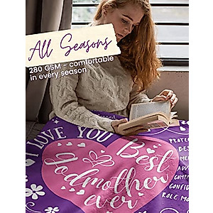InnoBeta Godmother Gifts, Fairy Godmom Proposal Gift Bed Flannel Plush Blankets for Women, Friends, Sister, Aunt (50"x 65") for Birthday, Christmas, Mother's Day - Purple Heart