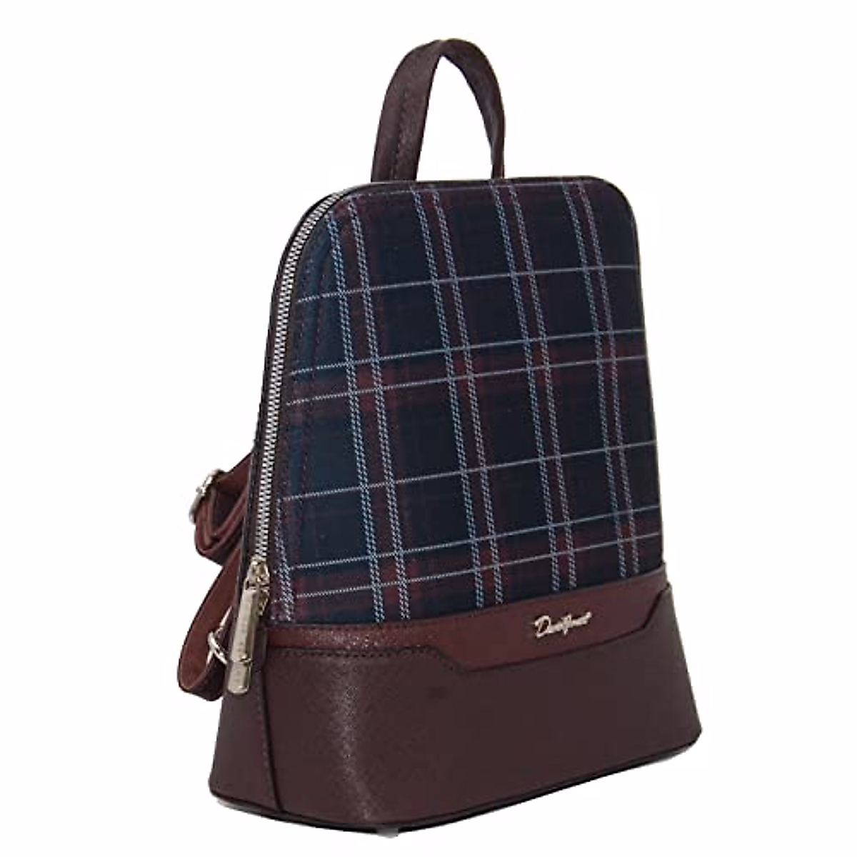 David Jones Women Fashion Checker Bag Everyday Work Travel Backpack (Bordeaux)