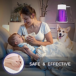 Bug Zapper Electric UV Insect Catcher Killer for Flies Fly Trap Lamp Mosquitoes,Gnats & Other Small to Large Flying Pests for Home, Kitchen,Garden,Patio,Camping & More with Plug (White)