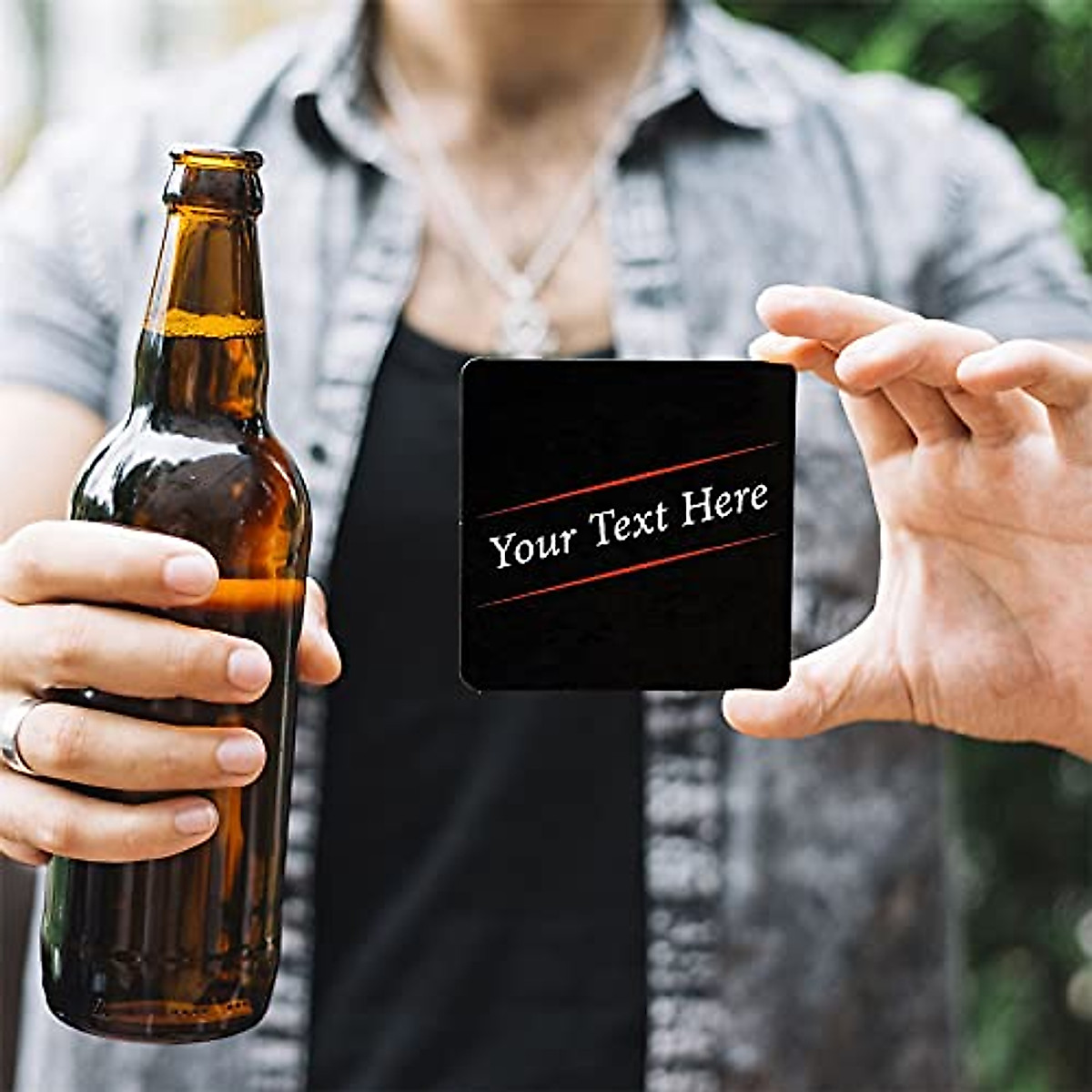 Personalised Beer Mats Pack of 24 - Multi Bulk Buy Absorbent Recyclable Cardboard Drink Mat Coasters 3.74 x 3.74 x 0.04 inch Square - Accessories for Home Bars Pubs - CO-CARD-DI012-24 - ADD Your Text
