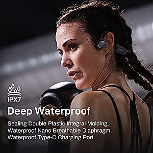 DACOM Bone Conduction Headphones Wireless Bluetooth 5.3 Fast Charge IPX7 Waterproof Sports Open Ear Headphones Built-in Mic with Headband Noise Canceling Earphones for Running Workout Black