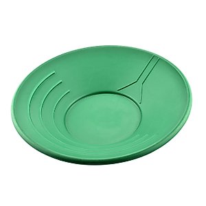 SE 14 Inch Gold Panning Pan Set - Three Riffles for Easier Mining and Prospecting, Green