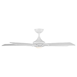 Mykonos Smart Indoor and Outdoor 5-Blade Ceiling Fan 60in Matte White with 3000K LED Light Kit and Remote Control works with Alexa, Google Assistant, Samsung Things, and iOS or Android App