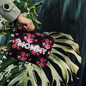 QWREOIA 6 Pcs Diaper Bag Organizing Pouches Set Floral Print, Insert for Clothes, Bottles, Wet Bag Cloth Diapers, & Baby Essentials Clutchb Waterproof Wet Dry Bag - Travel Bag for toiletries…