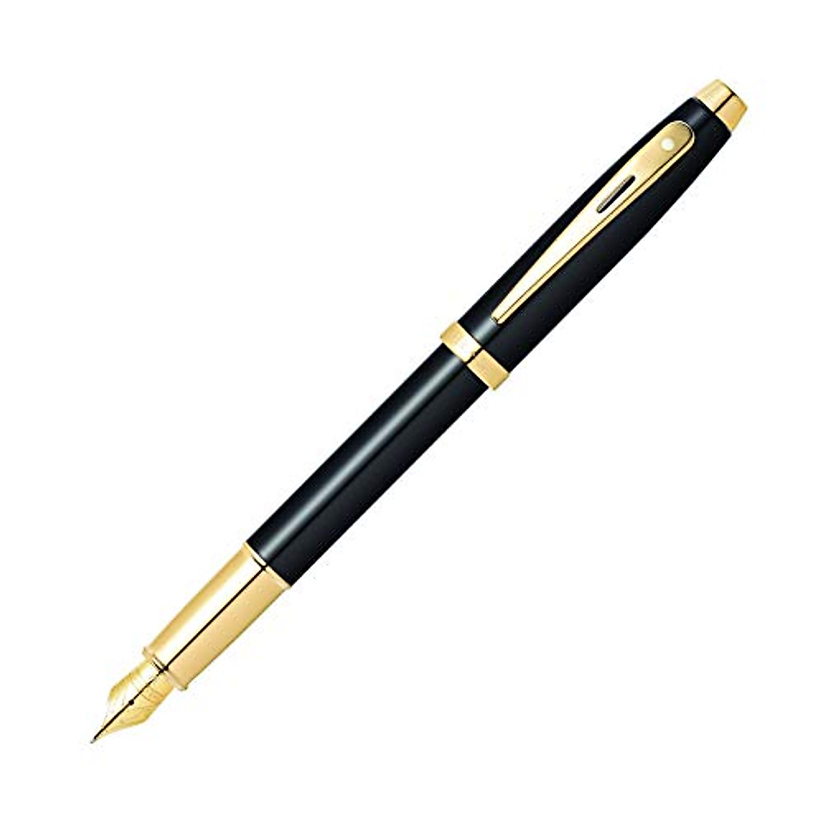 Sheaffer 100 - Refillable fountain pen, fine nib, glossy black lacquer finish, gold tone trim