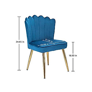 CangLong Velvet Accent Chair for Living Room/Bed Room/Guest Room, Upholstered Mid Century Modern Leisure Chair with Metal Legs Guest Chair Vanity Chair, Teal Blue