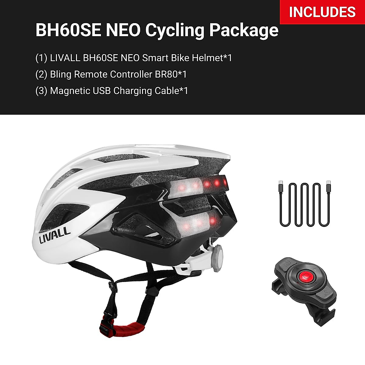 LIVALL BH60SE Neo Bluetooth Bike Helmet with Speakers & Built-in Microphone, Fall Detection, Mountain Bike Helmet with Turn Signals & Brake Warning Light, MTB&Road Bike Helmet for Adults Men Women