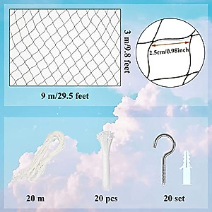 Cat Balcony Net 10 x 30 Feet Cat Netting Safety Netting Anti-Fall Netting Dog Fence Nets Nylon Deck Netting Pet Mesh Fence Child Safety Screen Protection for Balcony Window Stairs Railing