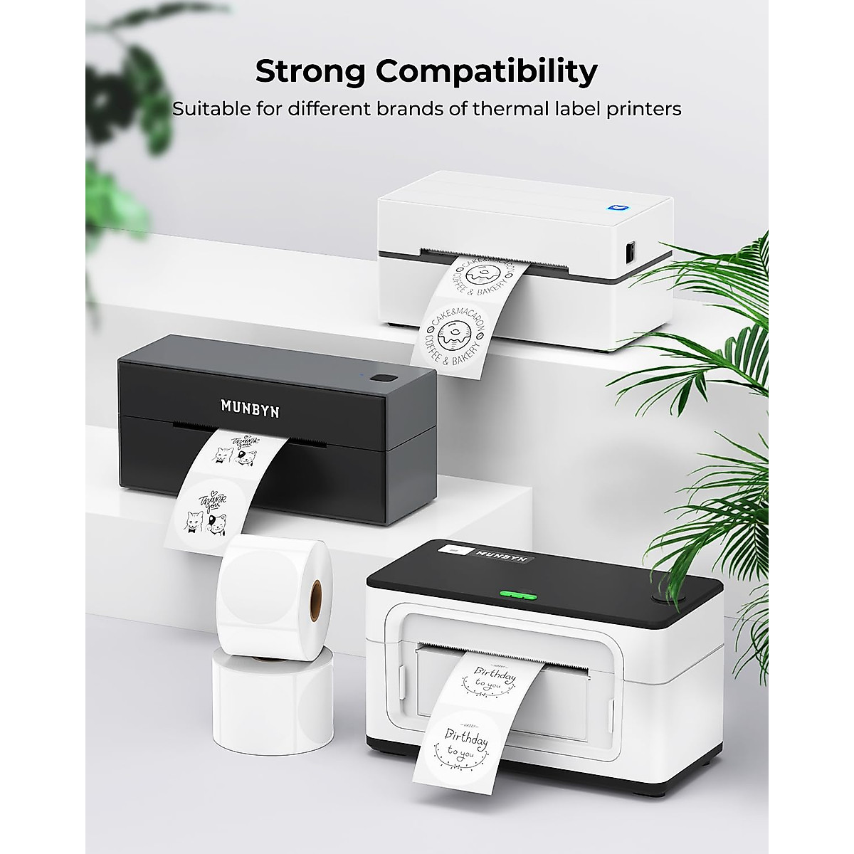 MUNBYN 2Inch Circle Thermal Sticker Labels, Self-Adhesive Round Direct Thermal Labels, Multi-Purpose Roll Thermal Stickers for Business-750 Labels/1 Roll