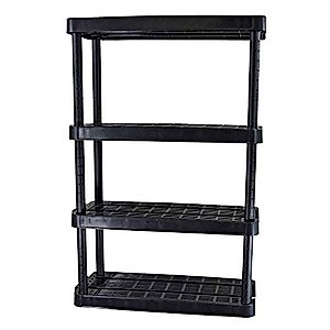 Gracious Living 14 x 32 x 54.5 Inch 4 Tier Adjustable Ventilated Medium Duty Shelving Units for Home, Garage, Basement, and Laundry, Black