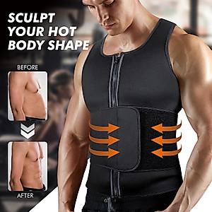 A+ Choice Sauna Vest Waist Trainer for Men - Mens Sauna Suit Large Sweat Belt Body Shaper for Gym Workout Exercise Faja Para Hombre Plus Size 1XL