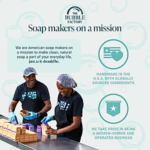 The Bubble Factory Handmade Natural Bath & Body Soap Bar, Vegan, All-Natural, Palm Oil Free, Made in USA with Shea Butter + Essential Oils, Unscented, 3 Bars