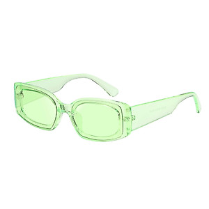 FEISEDY Retro Rectangle Sunglasses Women Men Vintage 90s Small Glasses Thick Narrow Fashion Y2K Plastic Glasses B2462
