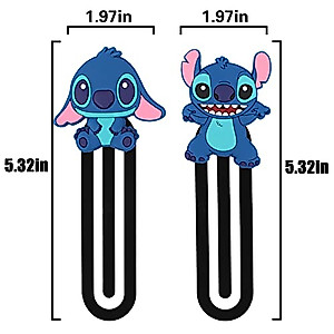 2 Pack St_Itch Bookmarks for Kids 3D Non-Slip Anime Cartoon Bookmark Page Holder Unique Gift Idea PVC Book Marker Reading Accessories for 100th Day of School Gift,Girls,Book Lovers,Students,Christmas
