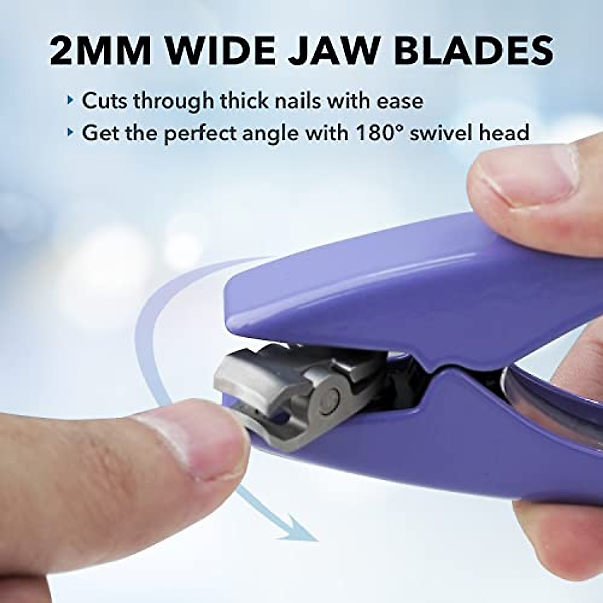 Clipperpro Omega Select Fingernail Clipper - Senior Finger Nail Clippers for Women and Men | Ergonomic Nail Cutter Clipper with 180 Degree Swivel Head | Sharp, Durable Thick Nail Clippers