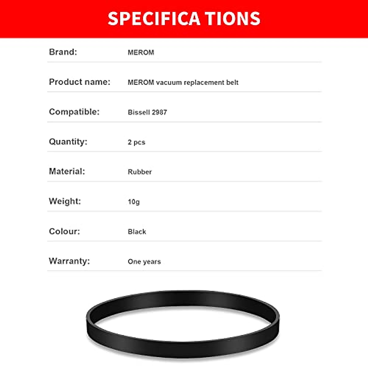 MEROM Vacuum Replacement Belts for Bissell Model 2910, 2190W, 2987, 2806, 28062, 28068, 29878, 29879, Fit PowerForce/TurboClean PowerBrush Pet Carpet Cleaner (2 Pack)