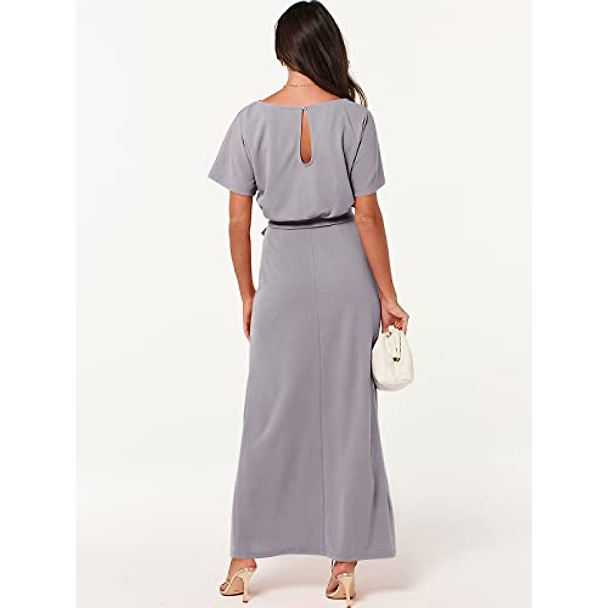 ANRABESS Women's Elegant Batwing Sleeve Tie Waist Long Dresses Formal Wedding Guest Cocktail Split Maxi Dress A951-huise-M