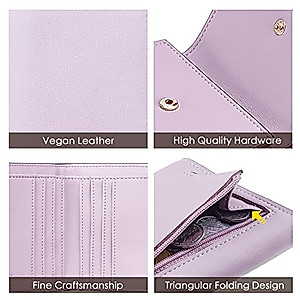 Travelambo RFID Blocking Small Mini Compact Wallet Coin Pouch Holder Trifold Credit Card Holder Pocket Purse for Women (Napa Purple)