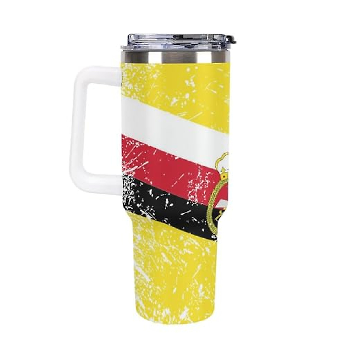 Brunei Vintage Flag 40oz Water Bottle Double Wall Insulated Tumbler with Handle Leakproof Travel Mug White-style