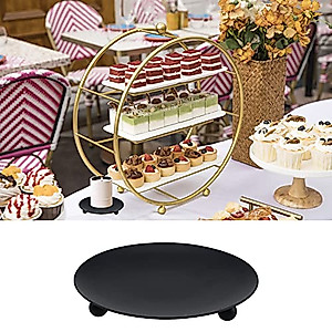 3 Pack Black Pillar Candle Holders Tray Decorative Iron Pillar Candle Plate 4.52inches Fireplace Candle Tray for LED & Wax Candles Incense Cones Wedding Christmas