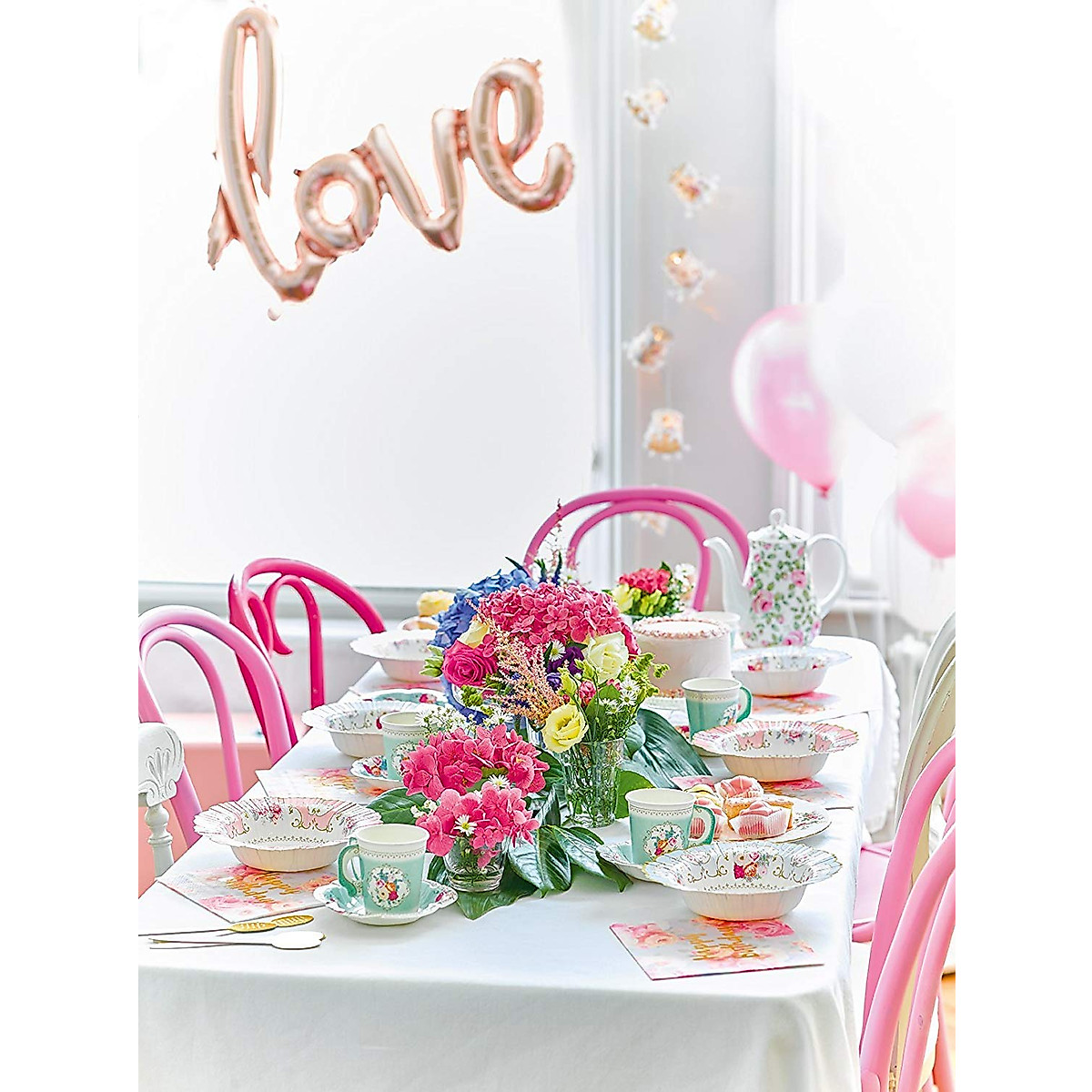 Talking Tables Truly Scrumptious Vintage Floral Paper Bowls in 2 Designs for a Tea Party or Birthday, Blue/Pink (24 Pack)