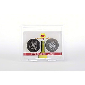 CapaBunga CAPAU2D02 Swirl (Black) and Line (Gray) Reusable Silicone Wine Bottle Cap