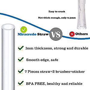 Miracredo 7 PCS Replacement Straws for Simple Modern, Fit Giotto, Fit Thermoflask and for More Water Flask, BPA Free Straws Fit Takeya Replacement Straw, Come with 2 Straw Cleaner Brushes