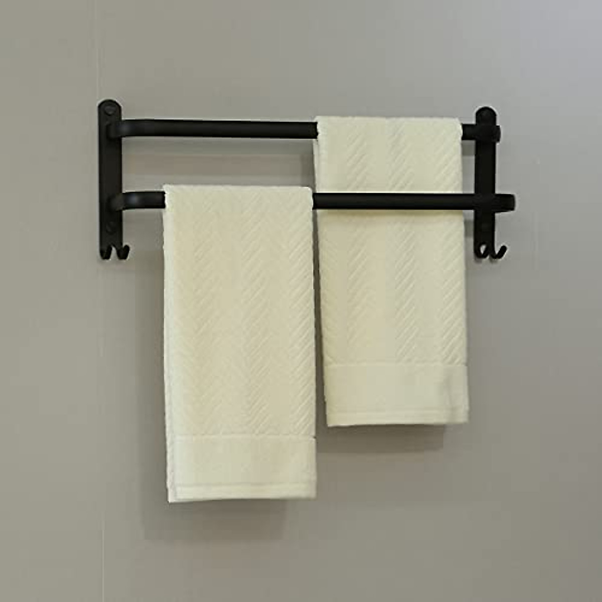 YiLUOMO Beige Hand Towel Set of 2 100% Cotton Ultra Soft Highly Absorbent Terry Striped Hand Towel for Bathroom (13" X 29")