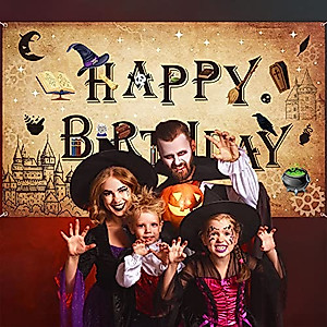 Wizard Birthday Party Supplies Wizard Backdrop Banners Birthday Background Magical Wizard Banner Welcome Sign for Boys Girls Photography Birthday Photo Booth Wizard Wall Decor 6 x 3.6 Feet (Train)