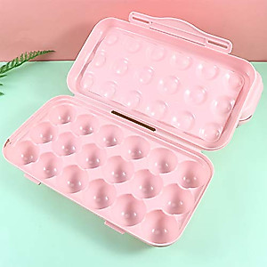 DOITOOL 2PCS Plastic Egg Holder for Refrigerator Deviled Egg Tray with Lid,Kitchen Shockproof Plastic Egg Storage Container for Fridge (Pink)