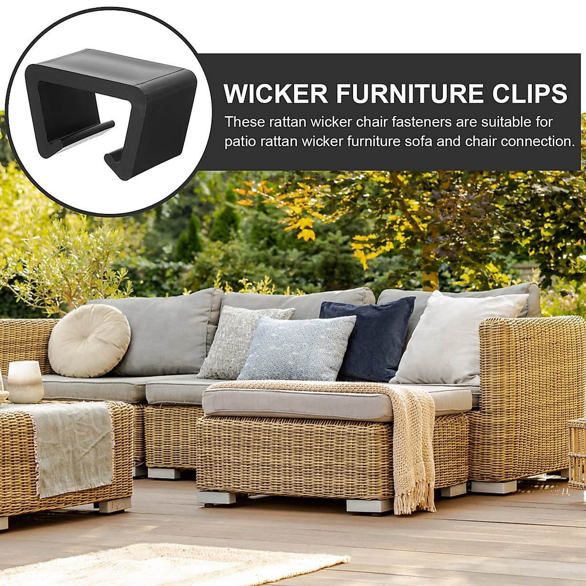 GANAZONO 12Pcs Sofa Card Slot Garden Furniture Clips sectional Sofa Fasteners Wicker Chair Fasteners Chair Couch Clip Rattan Furniture Clamps Sofa Clamps Rattan Sofa pp Rattan Chair Module