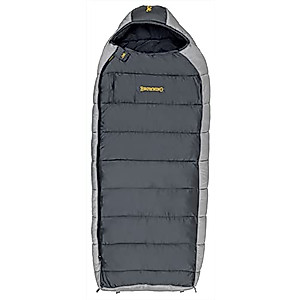 Browning McKinley 0° Sleeping Bag - Oversize Insulated Hooded Rectangle Made with Ripstop Outer and Brushed Polyester Liner, with Compression Stuff Sack, Charcoal/Gray