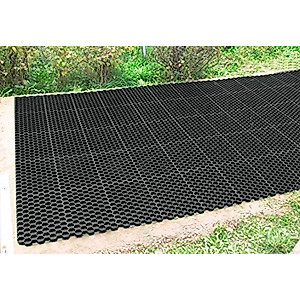 Techno Earth ( 1.9" Depth Permeable Grass Pavers for Your Grass Parking Lots, Access Roads, driveways, fire Lanes, RV and Boat Storage Pads - (Pack of 4-11 Sf) (Black)